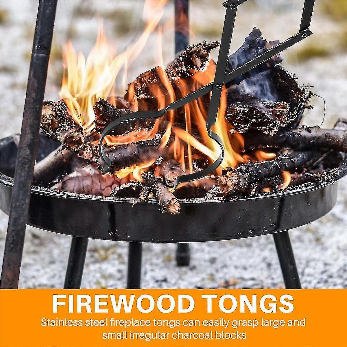 Fireplace Tongs, Fire Pit Accessories Firewood Tongs,for Thick Logs ...