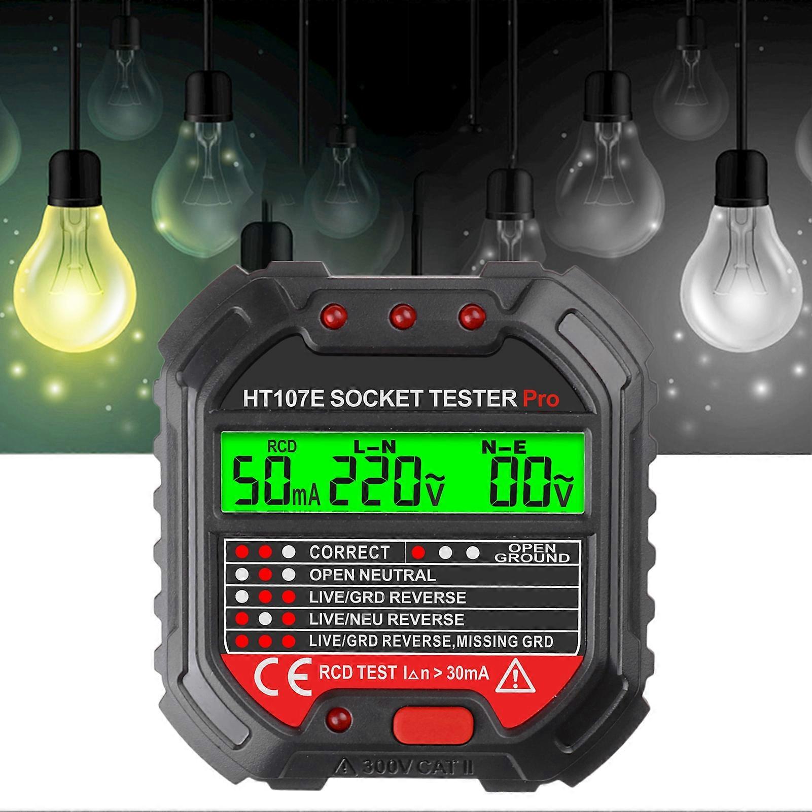 HT107E Socket Tester LCD Display Multi-function LED Plug Play Compact ...