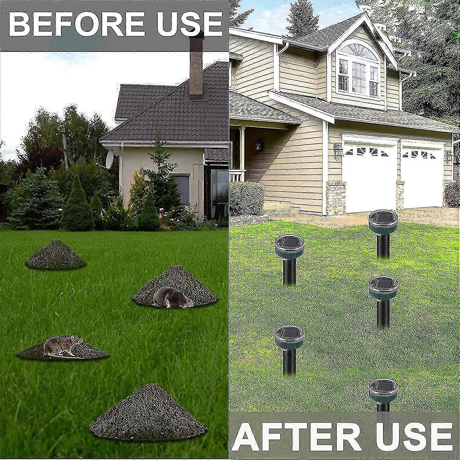 Solar Mole Repellent, 4 Pack Ultrasonic Solar Power Animals Repeller ...