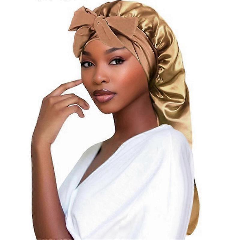 Women Bonnet Sleeping Hat Long Tail Braid Hair Night Sleep Cap Head ...