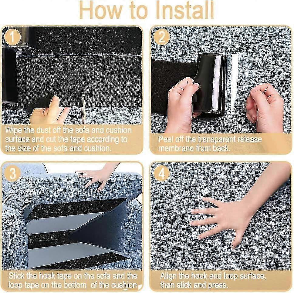 Non-slip Couch Cushion Gripper - Self-adhesive Hook Loop Tape To Keep ...