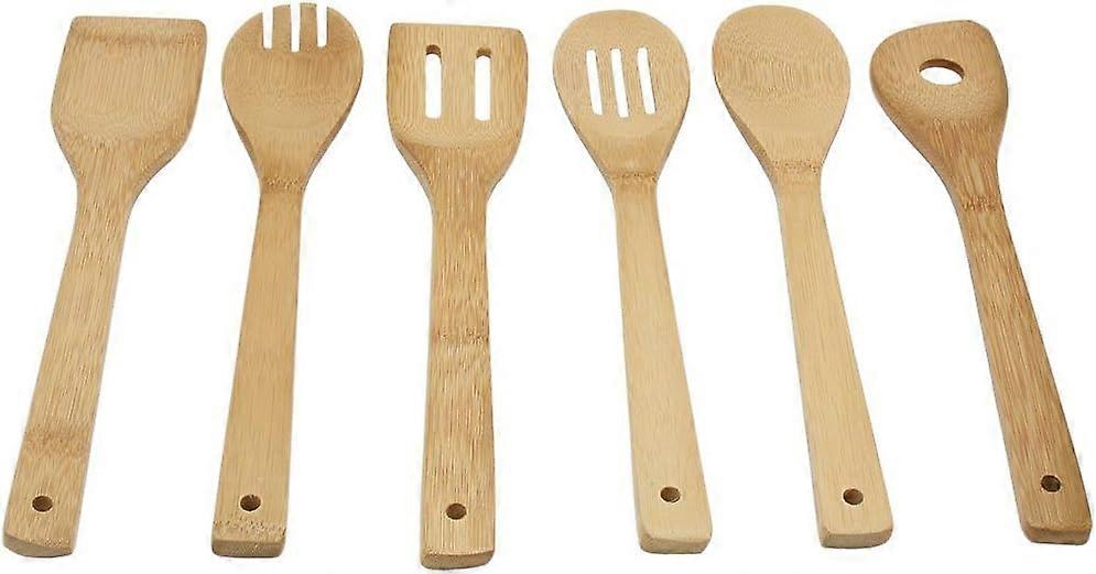 7 Pc Organic Bamboo Kitchen Utensil Set with Holder, Eco-Friendly ...