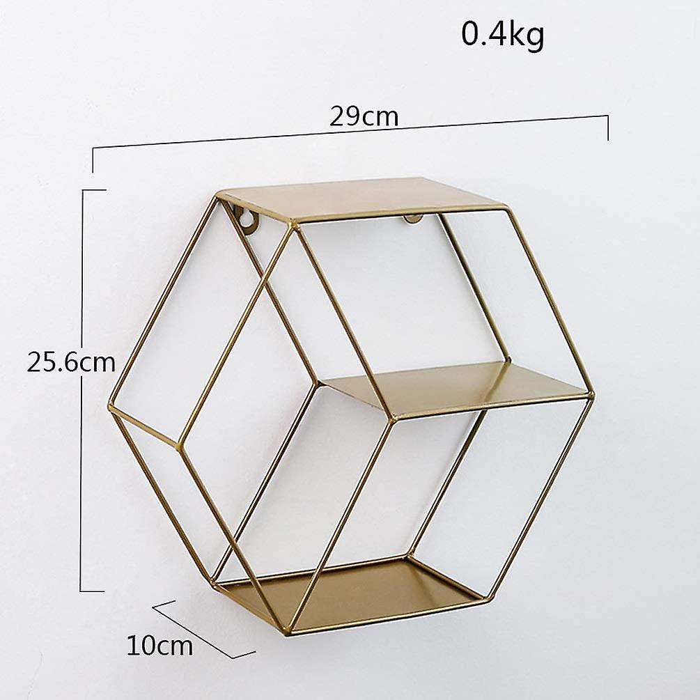 Hexagonal Floating Shelves Wall Mounted Metal Wire Shelves Fit Storage ...
