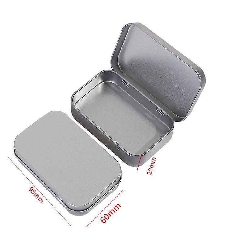 Metal Rectangular Empty Hinged Tins - 10 Pack Silver Mini Portable Box ...