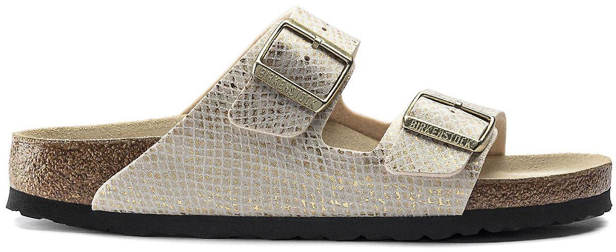 Birkenstock Arizona MF Shiny Python Eggshell Narrow Womens Sandals ...