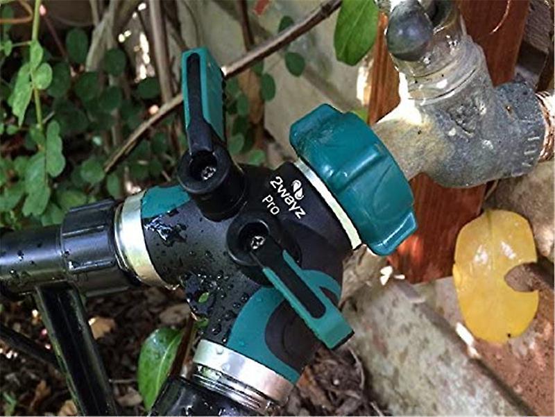 2-way heavy duty garden tap splitter, hose splitter, with shut-off ...