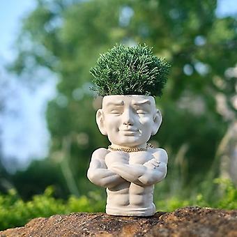 New Man Face Flower Pot Head Planter For Indoor Outdoor Plants With ...