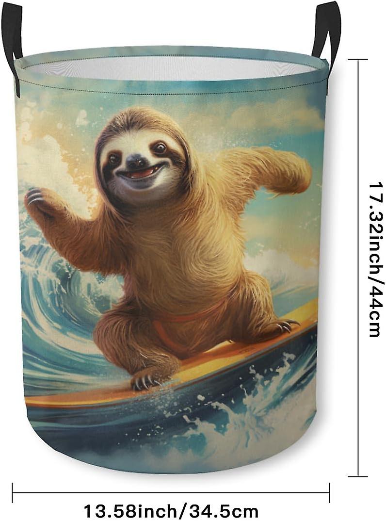 Lovely Sloth Surfing Waterproof Foldable Bin, Dirty Clothes Laundry ...
