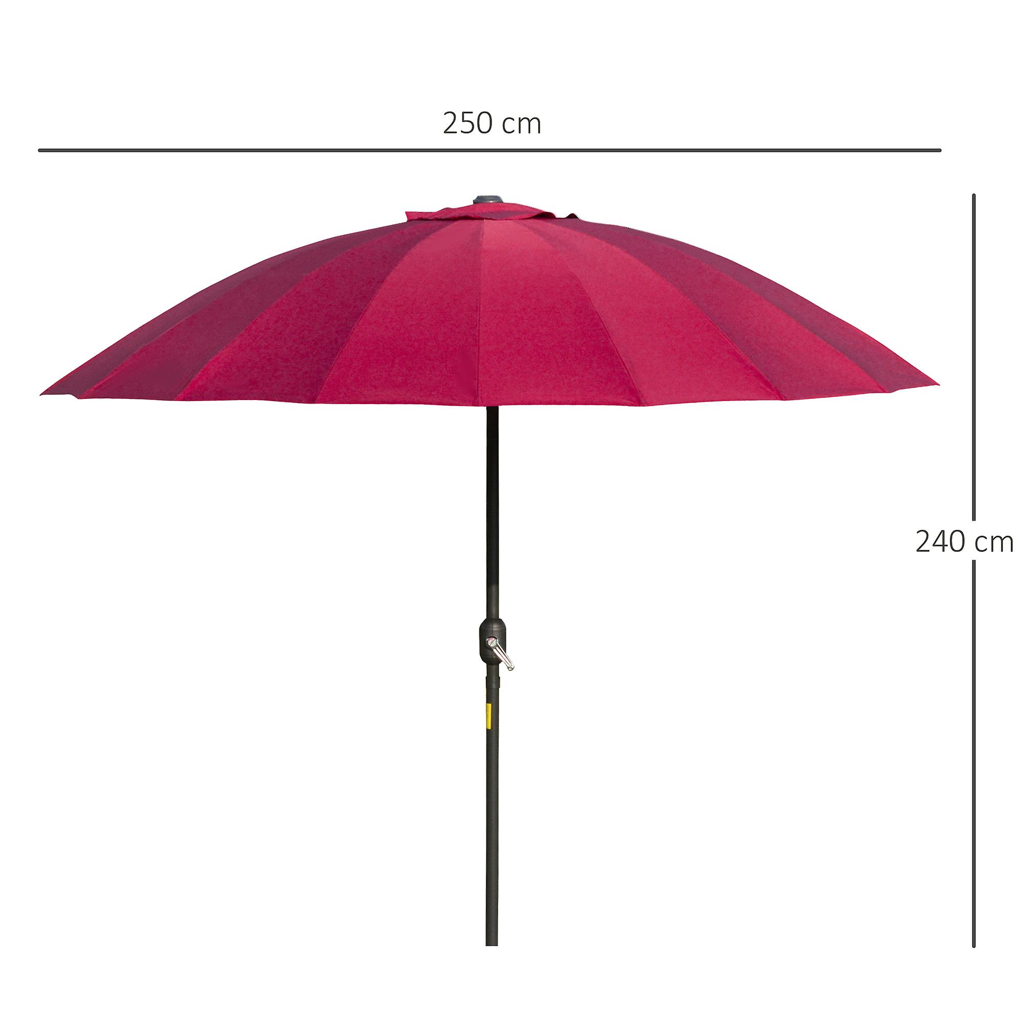 Outsunny 2.5m Round Curved Adjustable Parasol Sun Umbrella Metal Pole ...