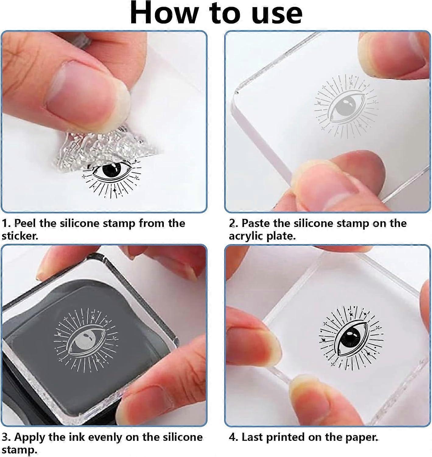 2 Styles Silicone Stamps Magic Clear Stamp Sun Moon Phase Witch's Hand ...