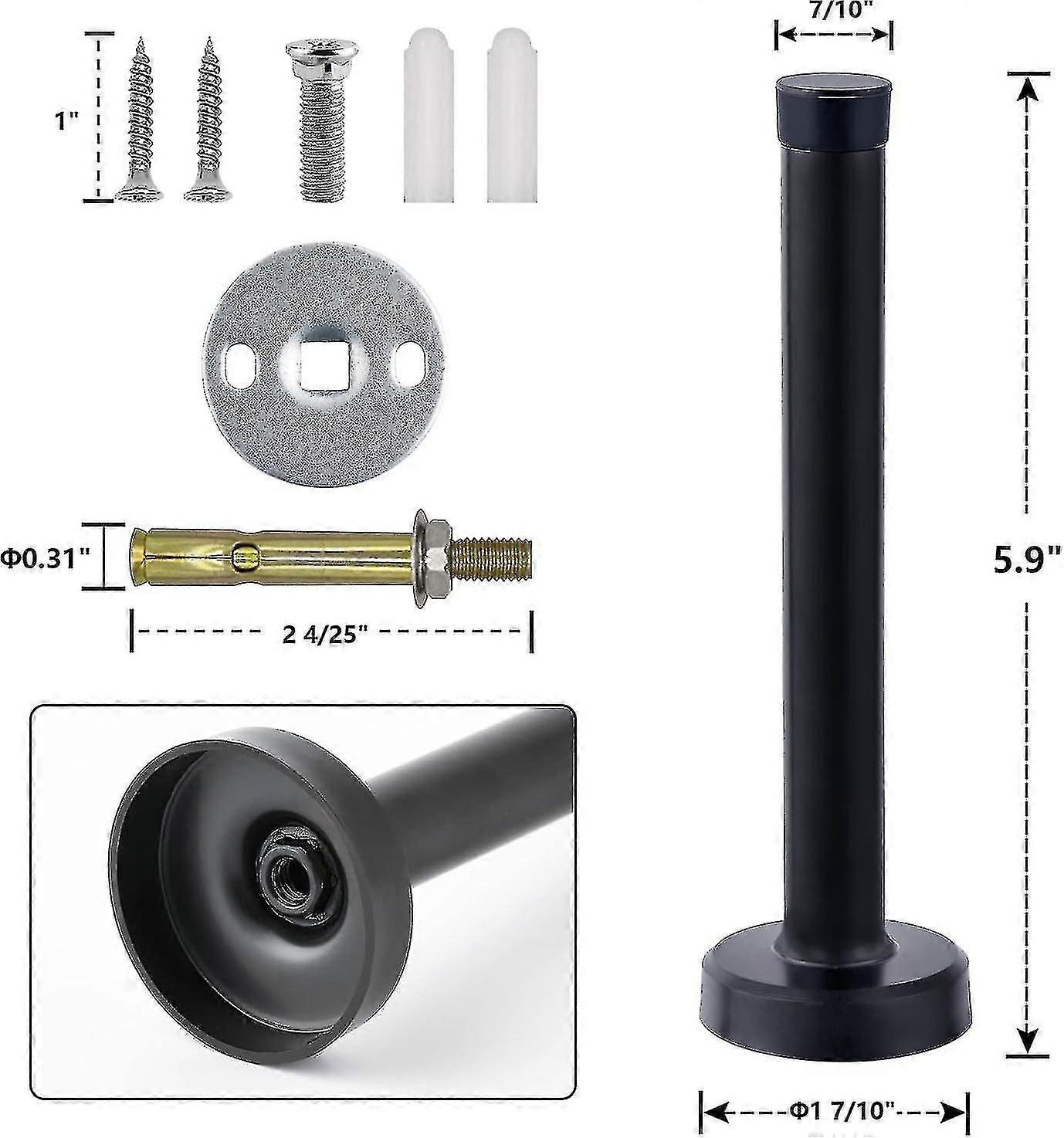 Door Stops, 6 Inch Long Door Stopper, Wall Mount, Heavy Duty Solid ...