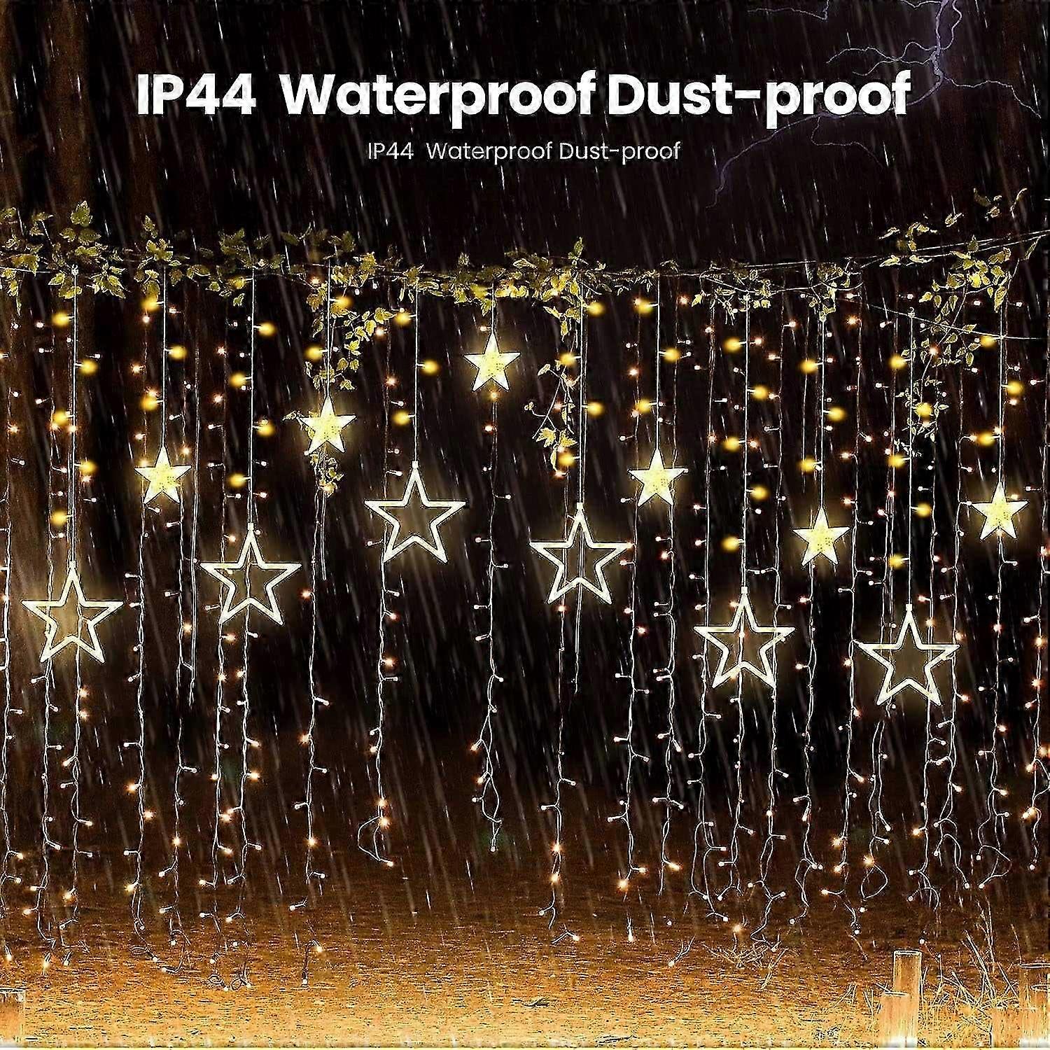 138 Led 12 Stars Curtain Lights Drop Fairy String Lights Waterproof for ...