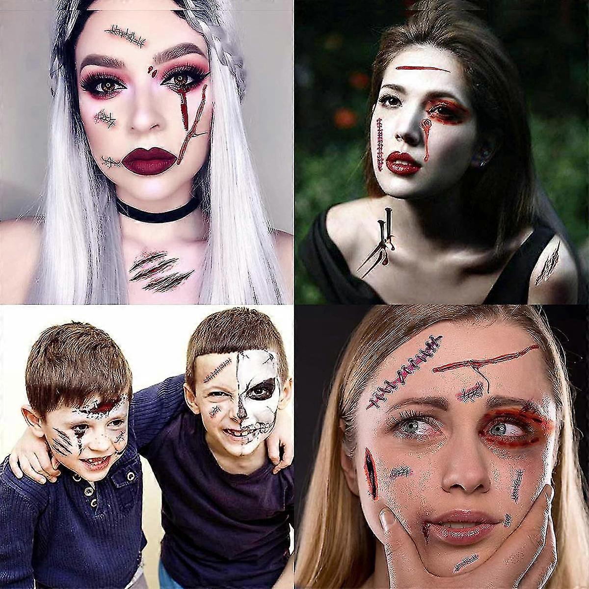 60 Sheets Of Realistic Fake Bloody Wound Stickers Halloween Tattoos ...