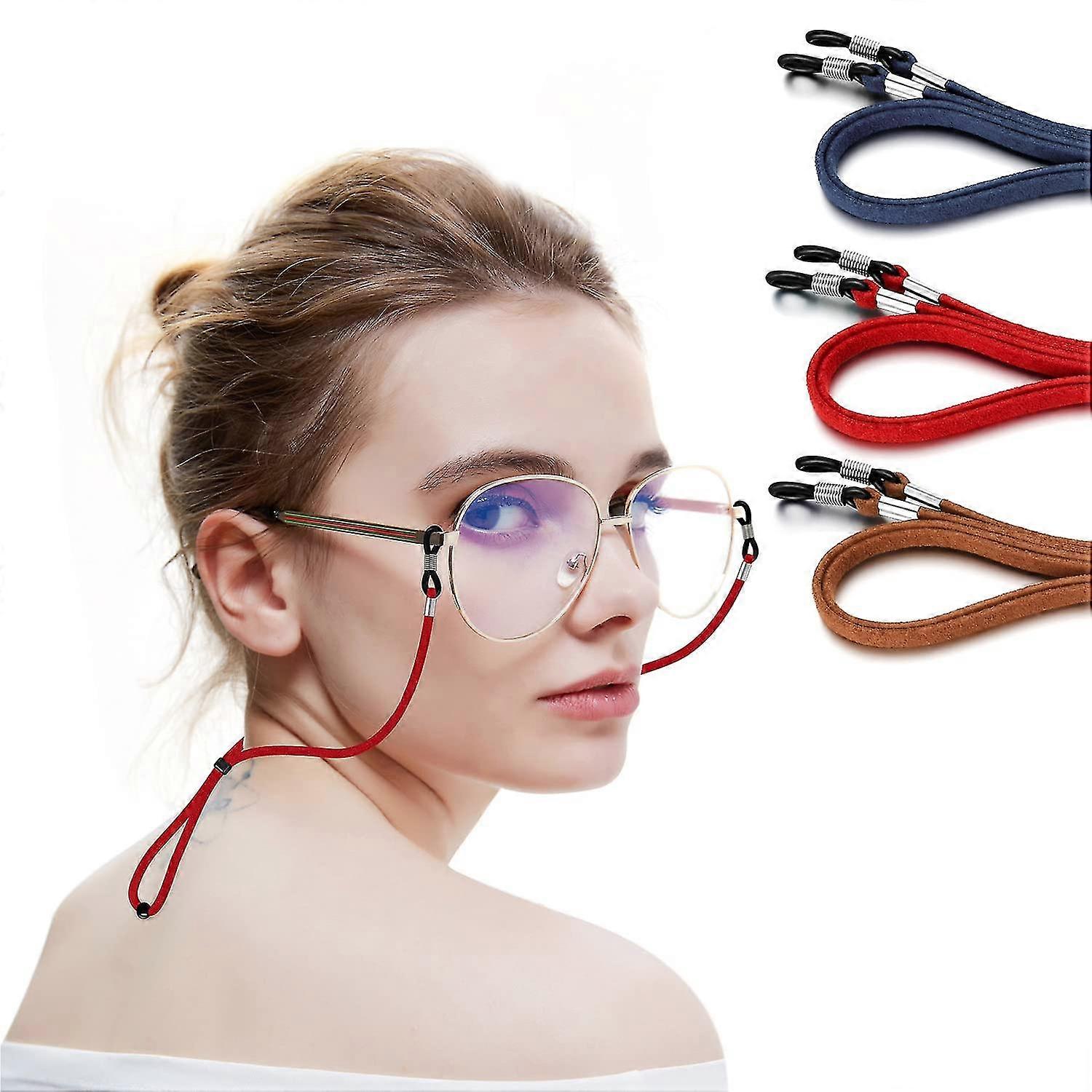 3Pcs Eyeglasses Straps Chain PU Leather Spectacles Cord Retainer ...