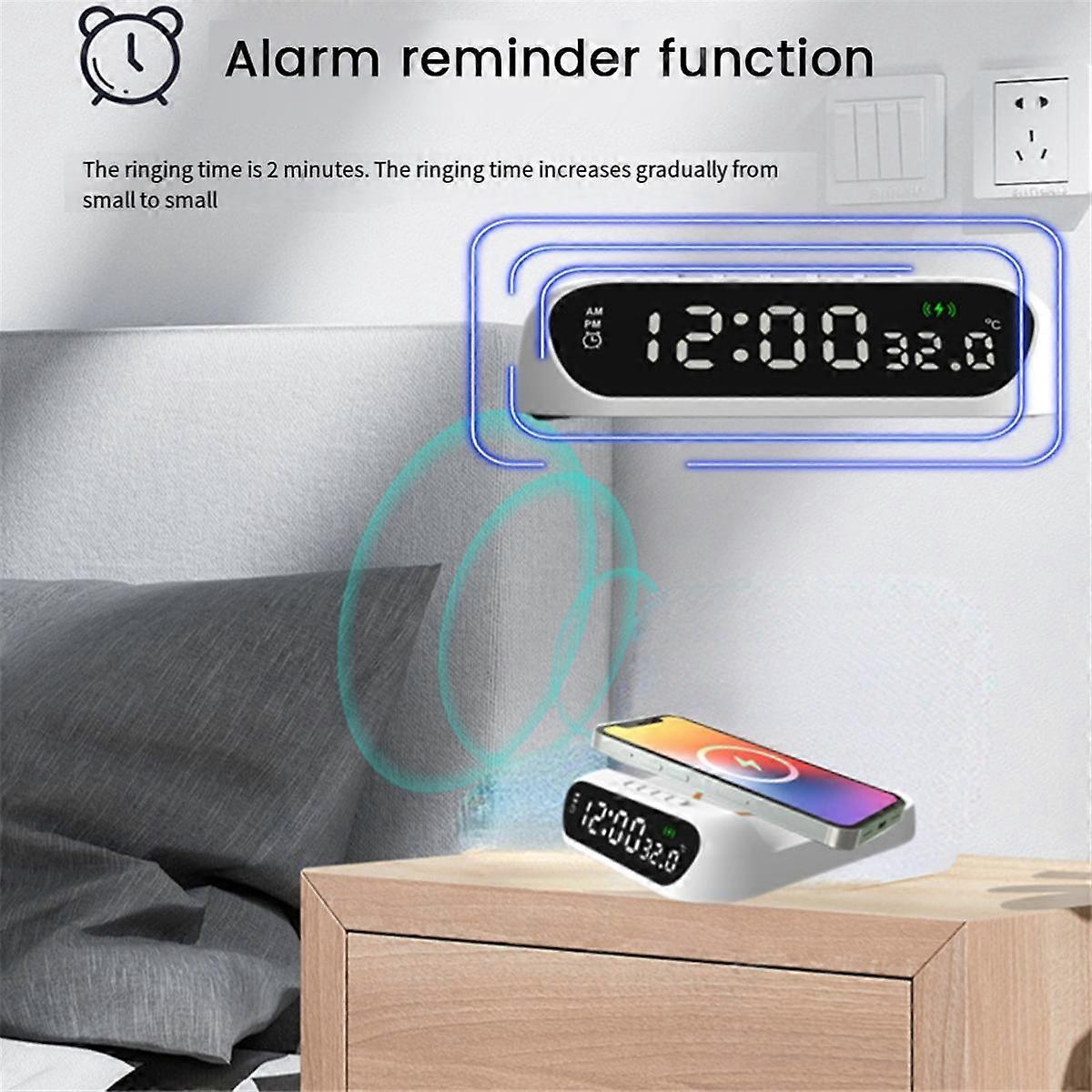 Wireless Charging Alarm Clock 3-In-1 Wireless Charger Fast 15W Charging ...