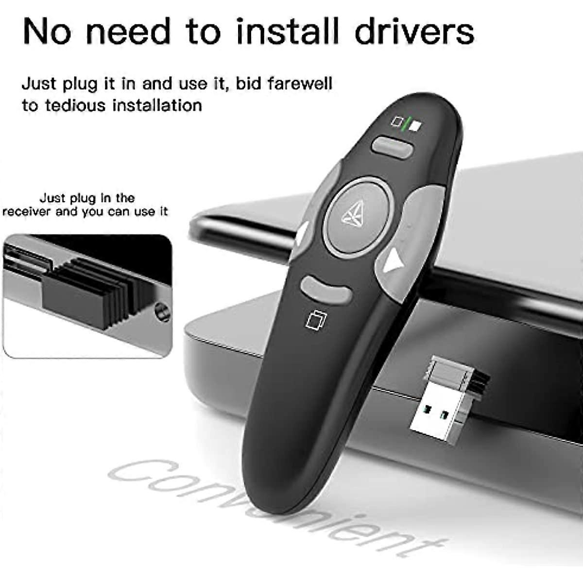 QUI Presentation Clicker Pointer 24GHz Wireless Presenter Remote ...