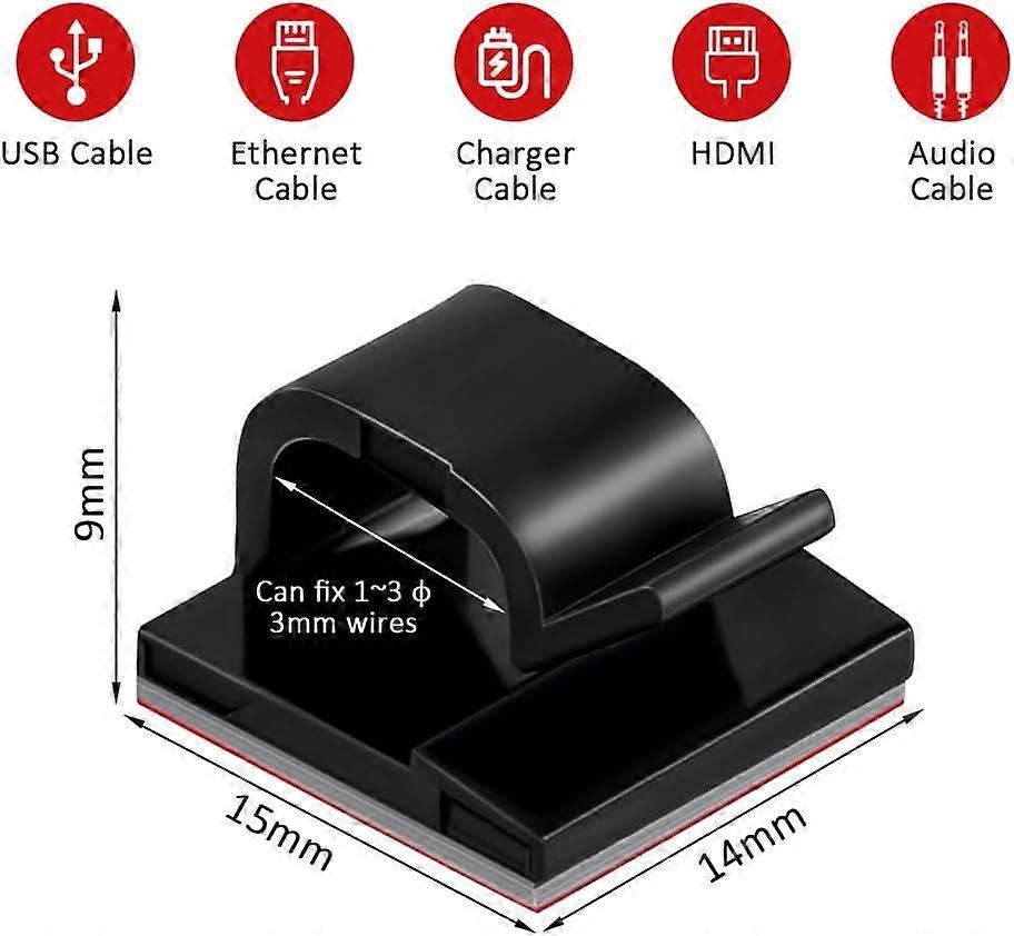 Pack of 100 Cable Holders, Cable Clips with Strong Self-Adhesive Pads ...