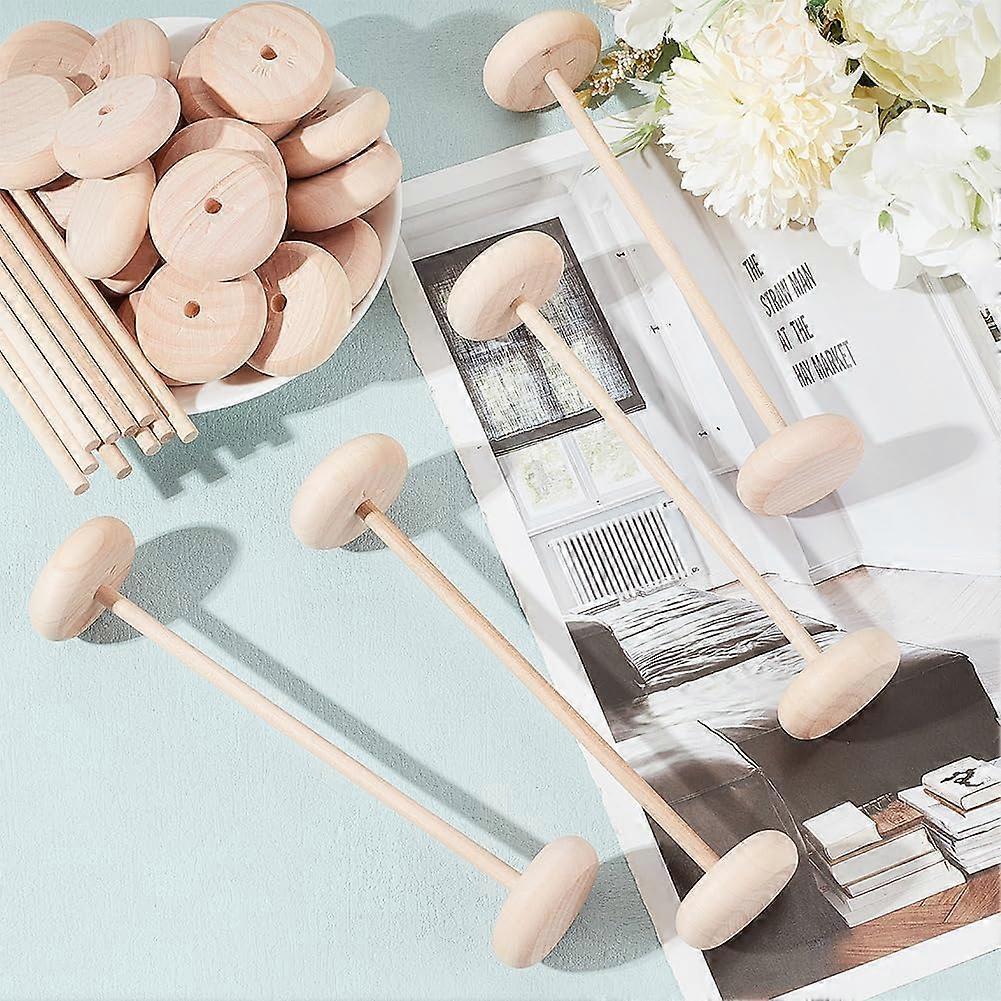 30Pcs 1.5x0.5 Inch Wooden Craft Wheels with 15Pcs 5.9 Inch Wooden ...