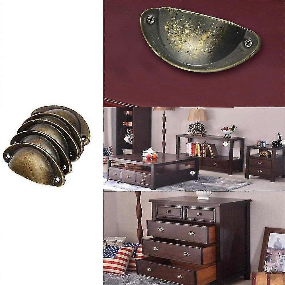 20 Pack 65mm Hole Spacing Vintage Style Pulls Cup Pull Handles Knobs Shell Ear-like Handle Knobs ...
