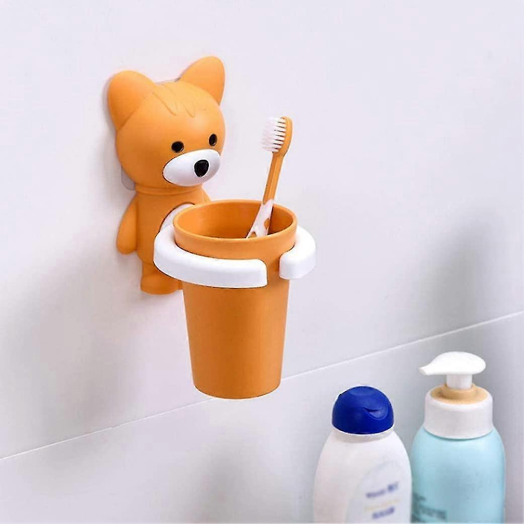 Toothbrush Cup Mouthwash Cup Kids Yellow Cartoon Fox Toothbrush Holder ...