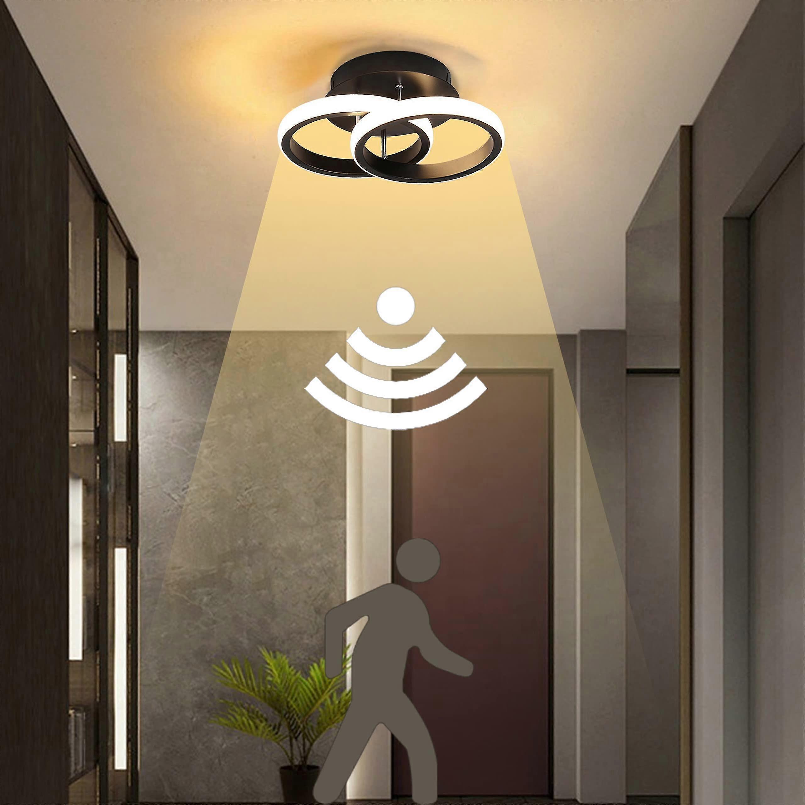 Led Motion Sensor Ceiling Light Indoor, 18w Warm White Ceiling Light ...