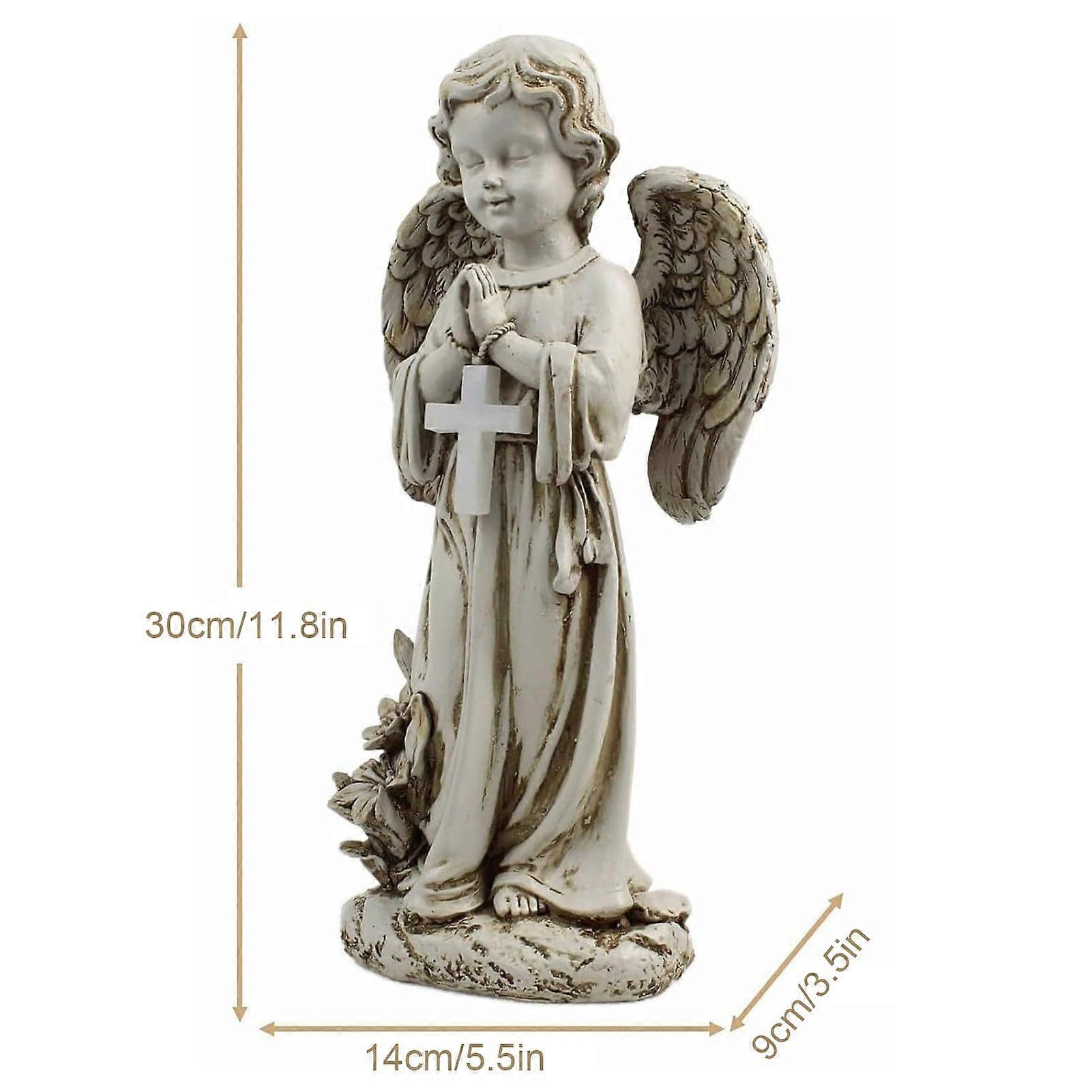 Solar Angel Statue Outdoor Garden Angel Figurine Resin Praying Angel ...