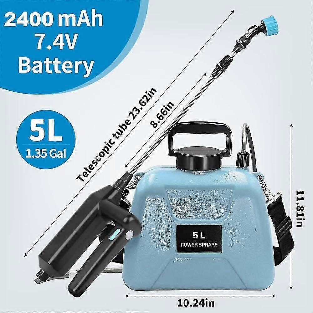 7.4V/2400mAh Electric Sprayer, 5L Garden Sprayer, Retractable Roof ...