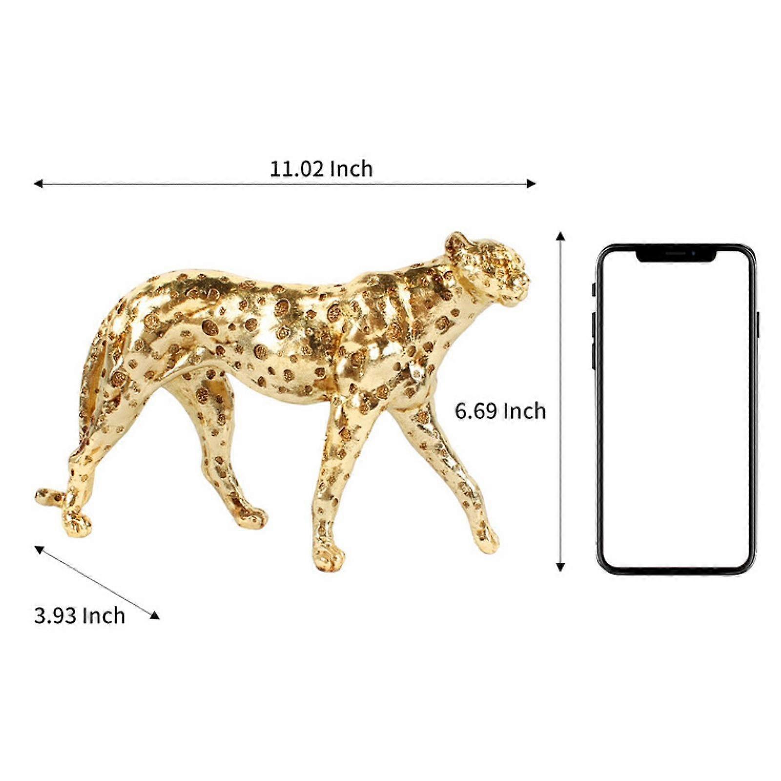 Gold Cheetah Figurine Animal Sculpture Decorative Table Centerpiece ...
