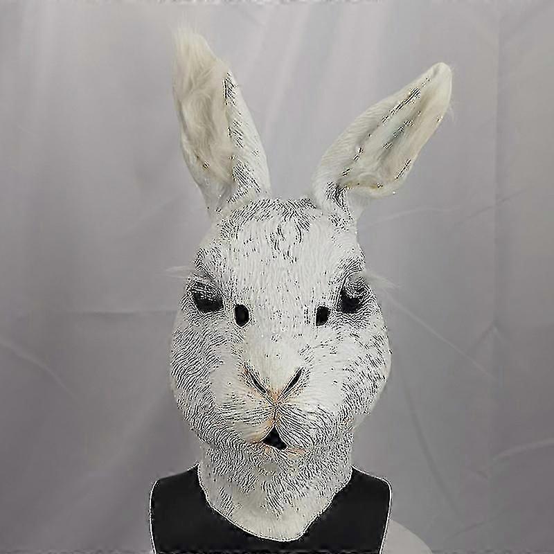 Rabbit Head Mask Performance Latex Plush Animal Mask Masquerade Party ...