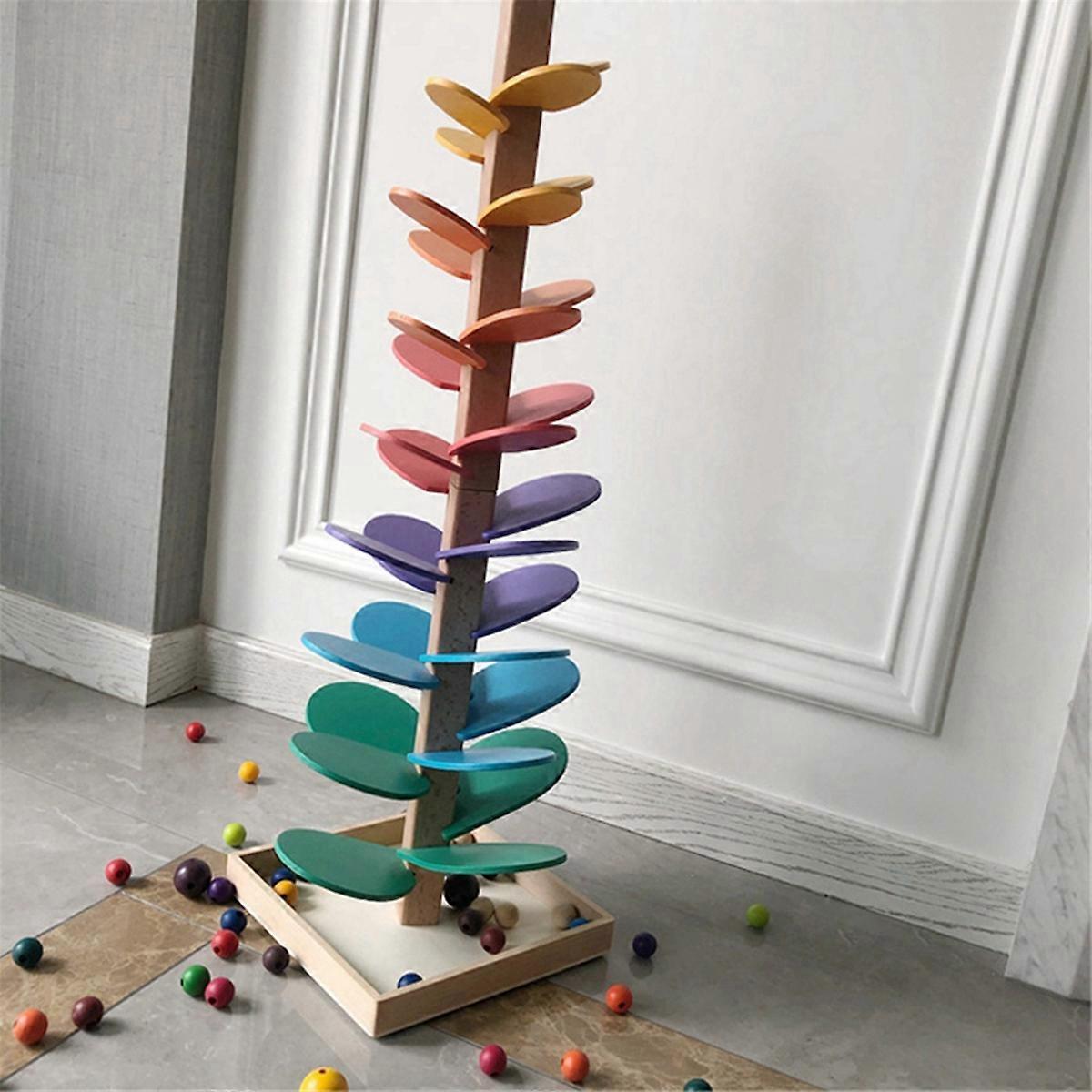 Rainbow Musical Tree Toy Wooden Petals Assembly and Marble Run Balls ...