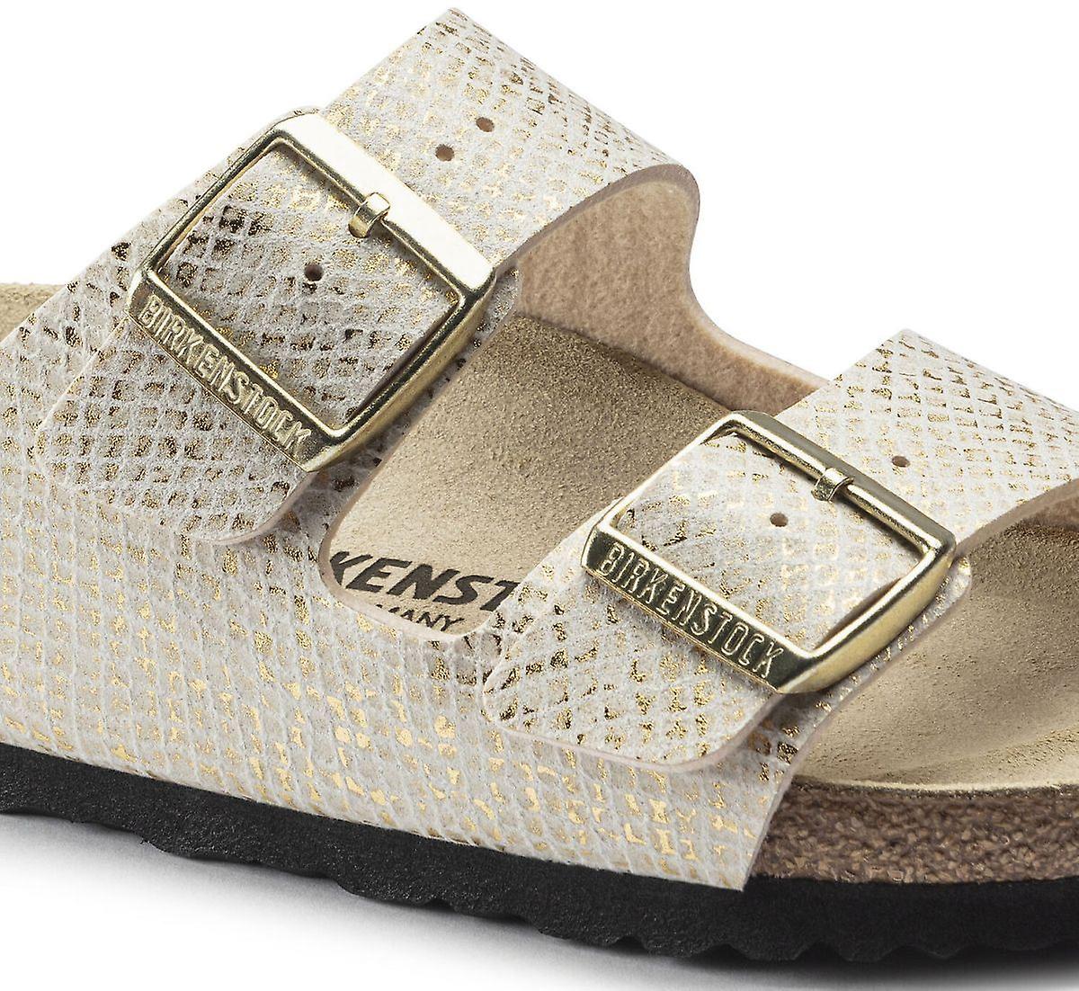 Birkenstock Arizona MF Shiny Python Eggshell Narrow Womens Sandals ...