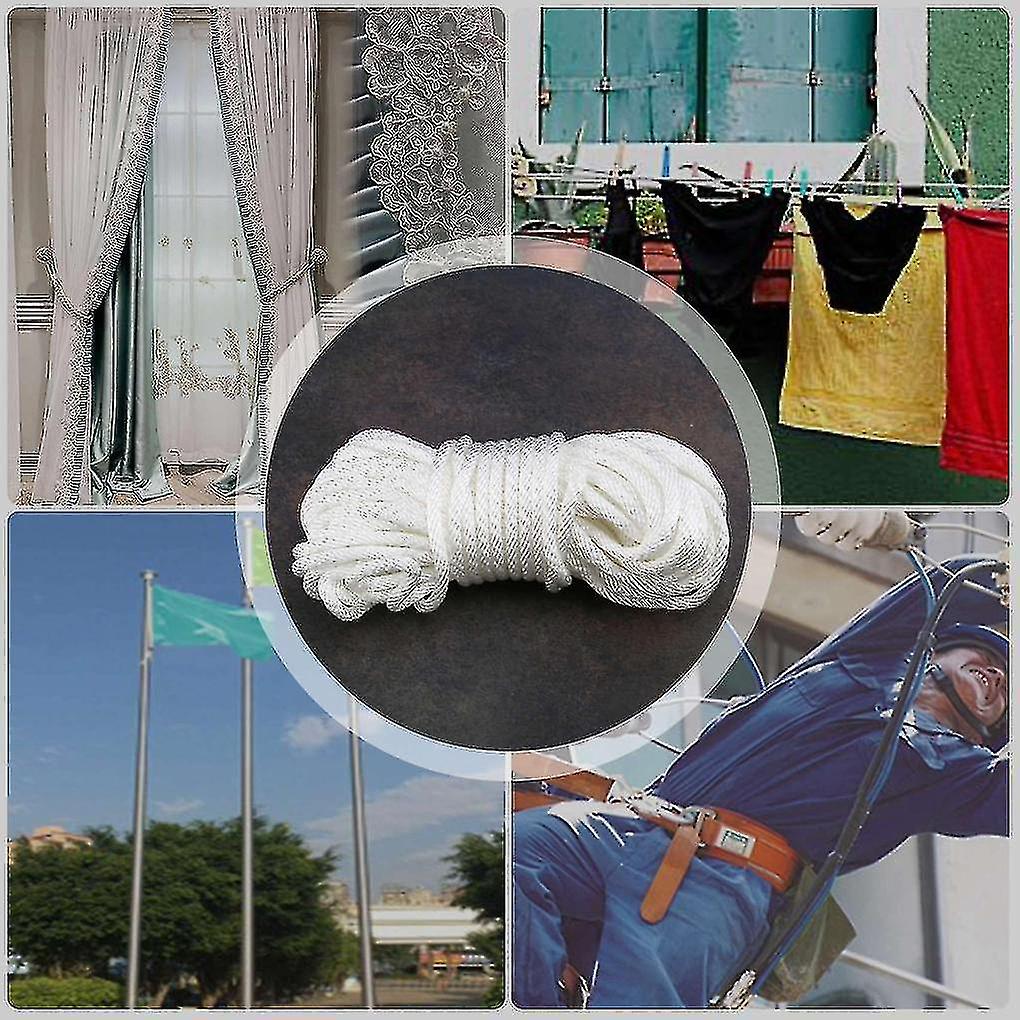 50 Feet x 1/4inch Flag Pole Halyard Rope - with 4 Pieces Flag Pole Hook ...