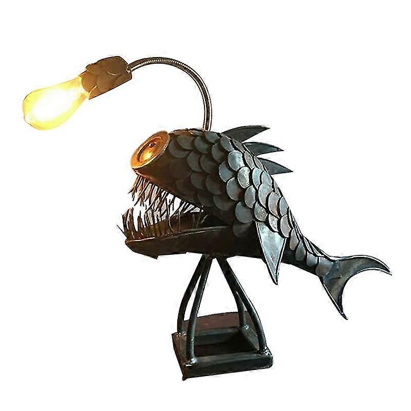 Angler Fish Lamp Usb Rechargeable Desktop Metal Light Handmade Craft ...