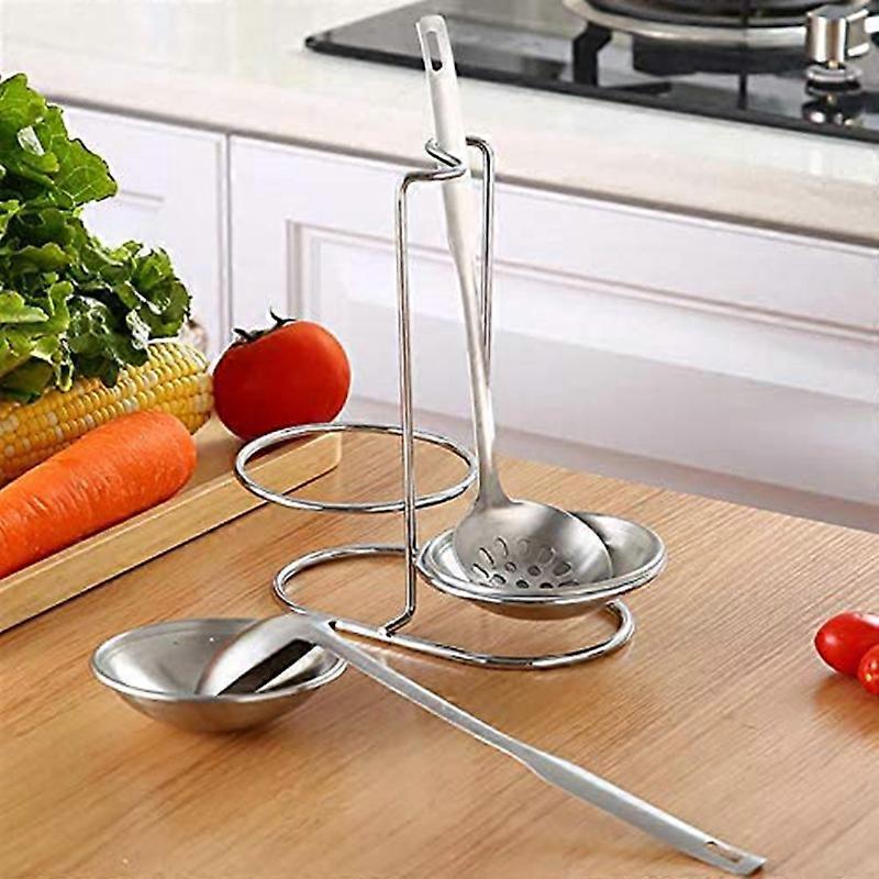 304 Stainless Steel Double Ladles Holder Vertical Spoon Rest Cooking ...