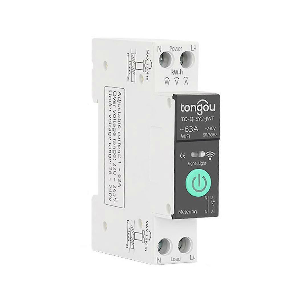 TONGOU Tuya WiFi Intelligent Circuit Breaker with Metering 1P 63A DIN ...