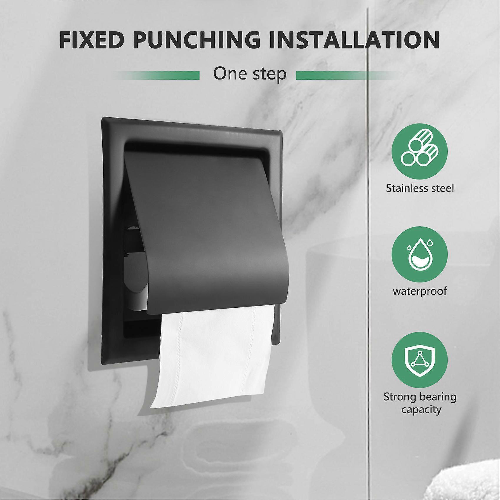 Recessed Toilet Paper Holder,Stainless Steel Double Roll Paper Box for ...