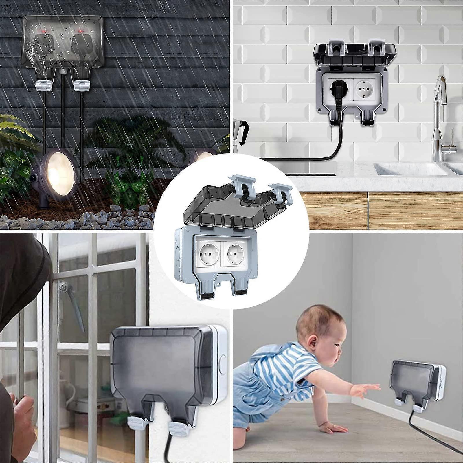 External socket, electrical, waterproof, wall socket with double switch ...