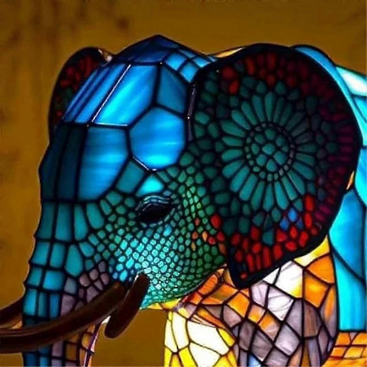 Animal Table Lamp Dyed Resin Elephant Lamp Desktop Night Lamp, 3D Dyed ...