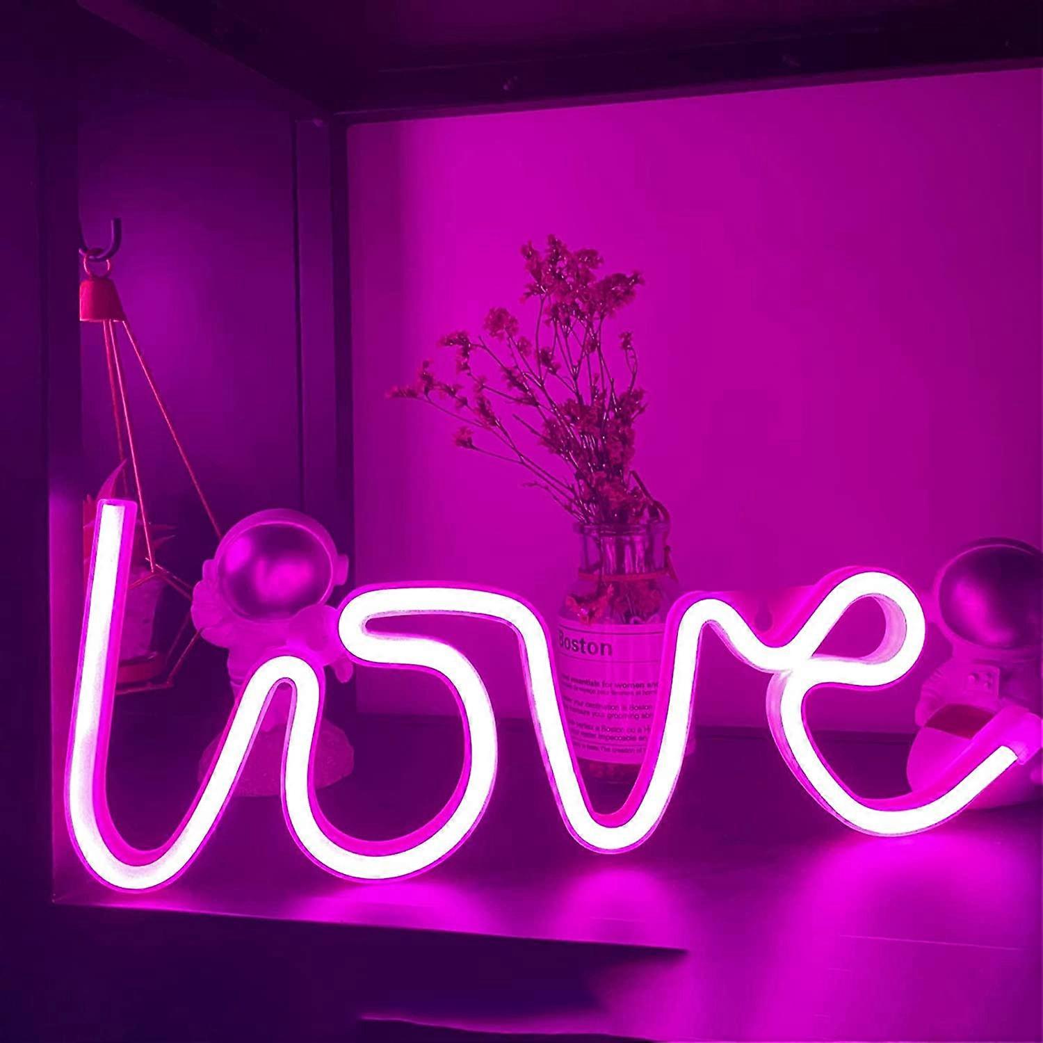 Love Neon Light Neon Pink Sign Neon Sign Art Wall Light USB/Battery ...