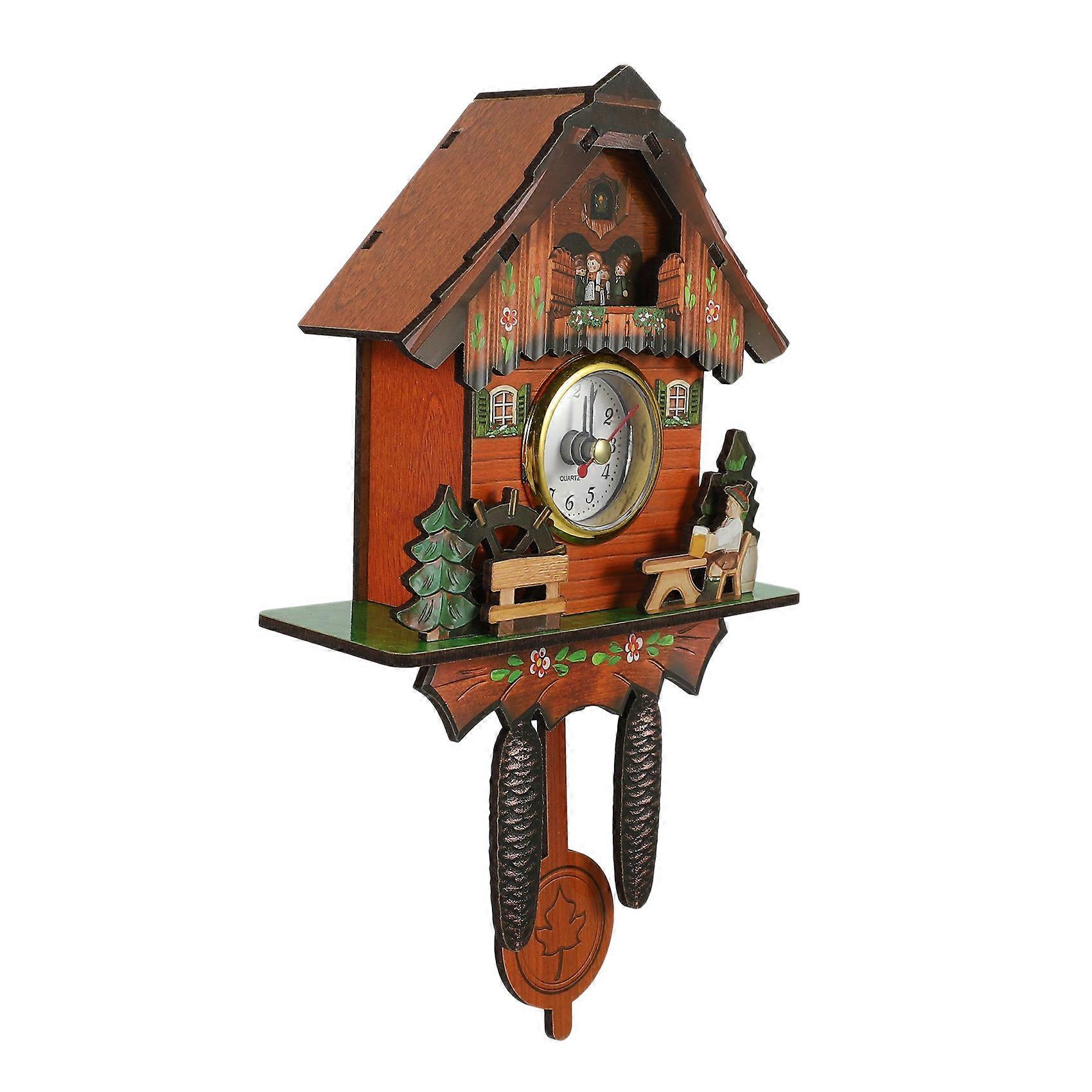 Antique Wooden Wall Clock Bird Time Bell Swing Alarm Watch Home Art ...