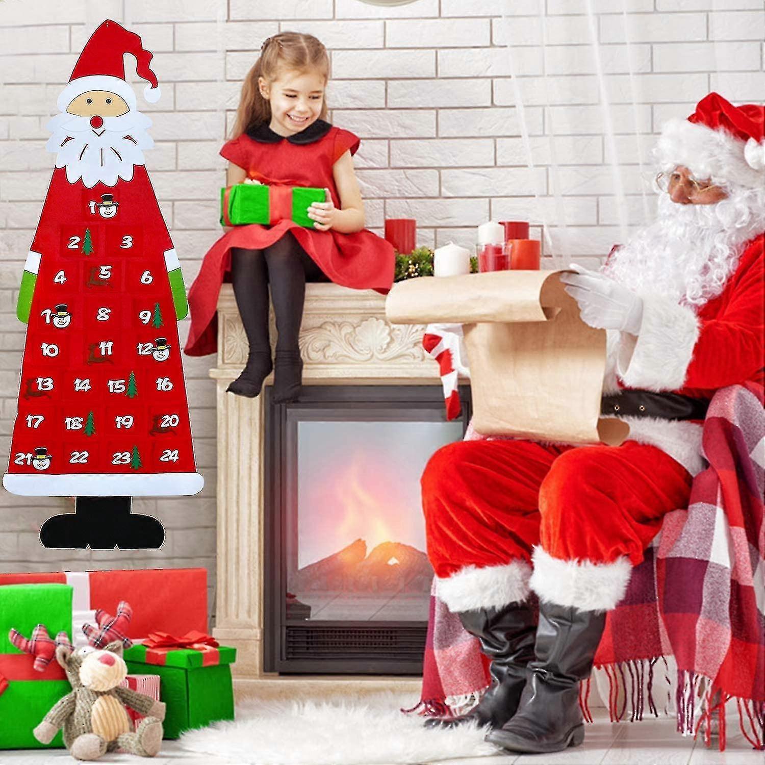 Felt Advent Calendar, Felt Hanging Advent Calendar, Santa Shaped Advent ...