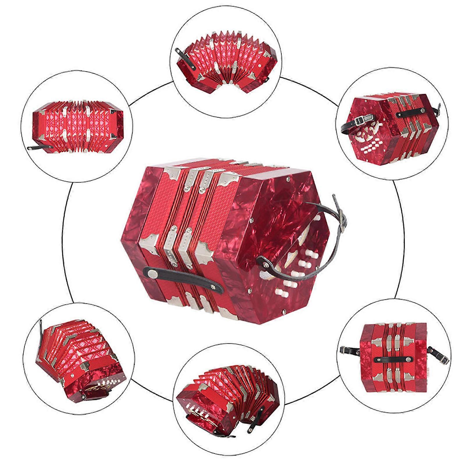 20 Buttons 40 Reeds Concertina with Carrying Bag Adjustable Hand Straps ...