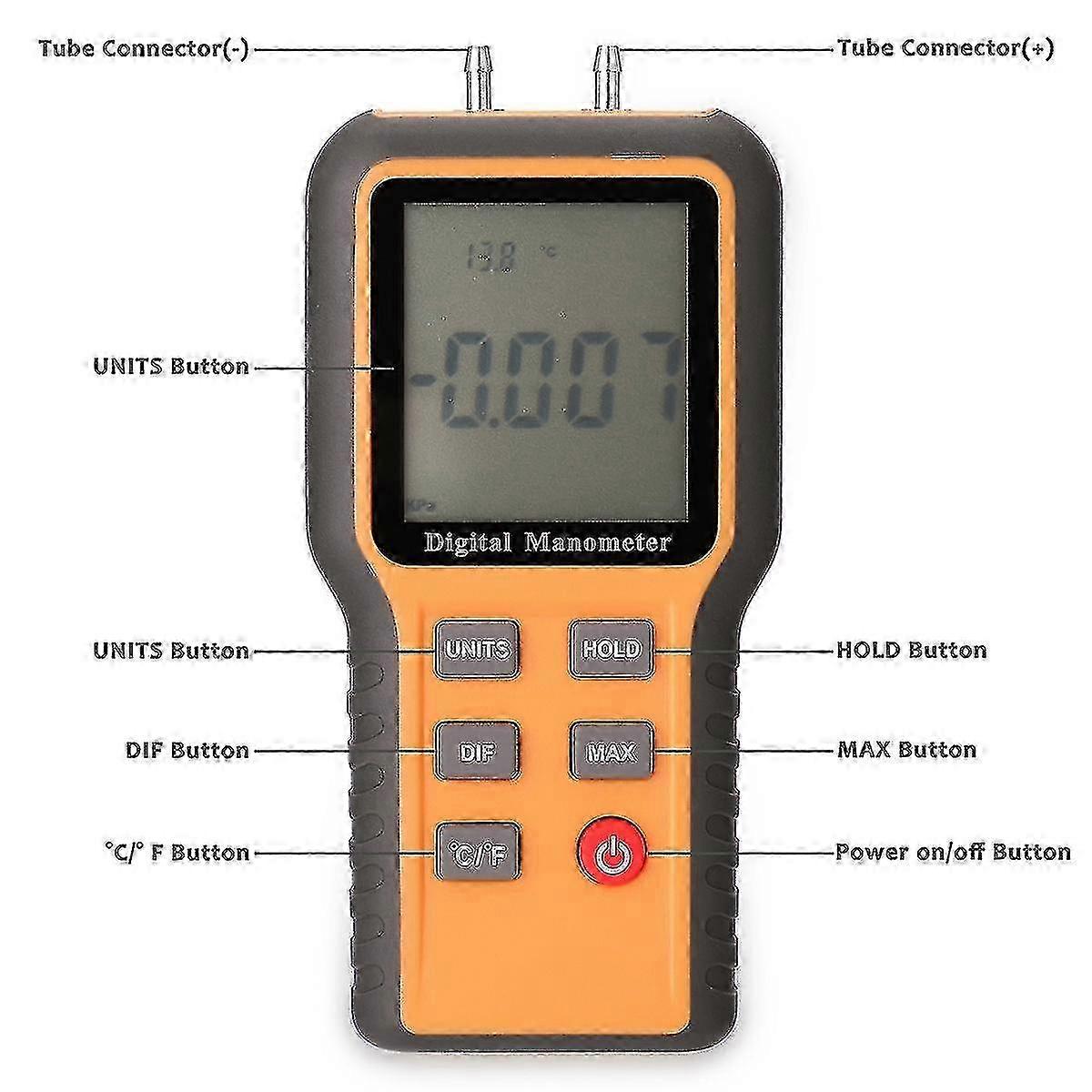 Digital Manometer Differential Pressure Gauges Tester Indoor ...