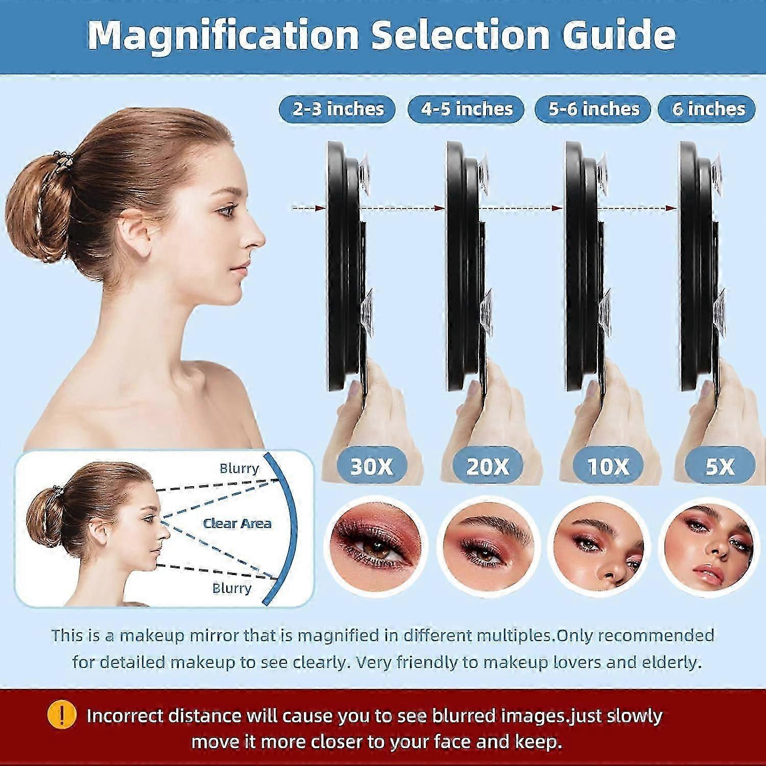 Magnifying Mirror, 30X Strong Magnification, Ideal for Detailed Makeup ...