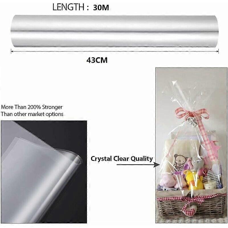 Craft Flower Bouquet Cellophane Wrap Roll, Transparent Clear and Strong ...