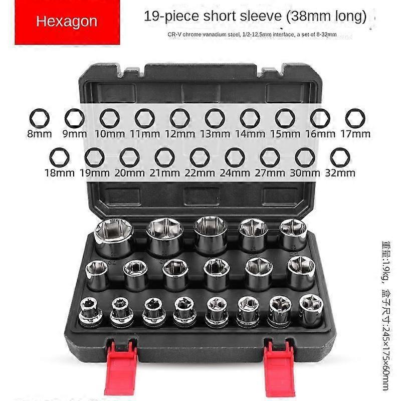 1/2 Inch Drive 6-Point and 12-Point Spline Impact Socket Set, 21-Piece ...