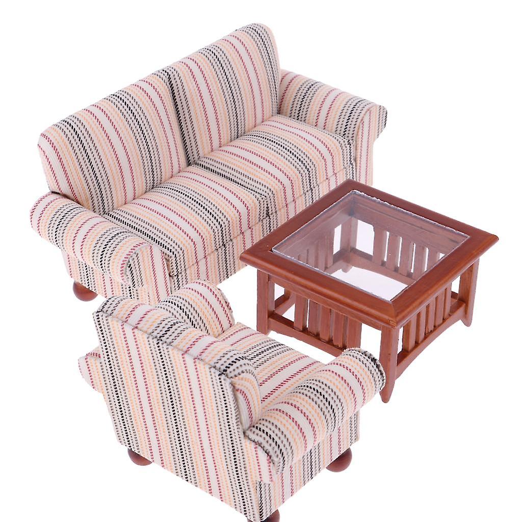 1/12 Dollhouse Miniature Furniture Living Room Couch Sofa Table Set ...