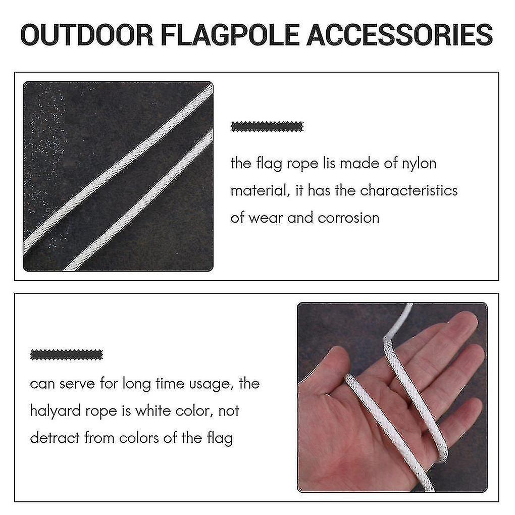 50 Feet x 1/4inch Flag Pole Halyard Rope - with 4 Pieces Flag Pole Hook ...