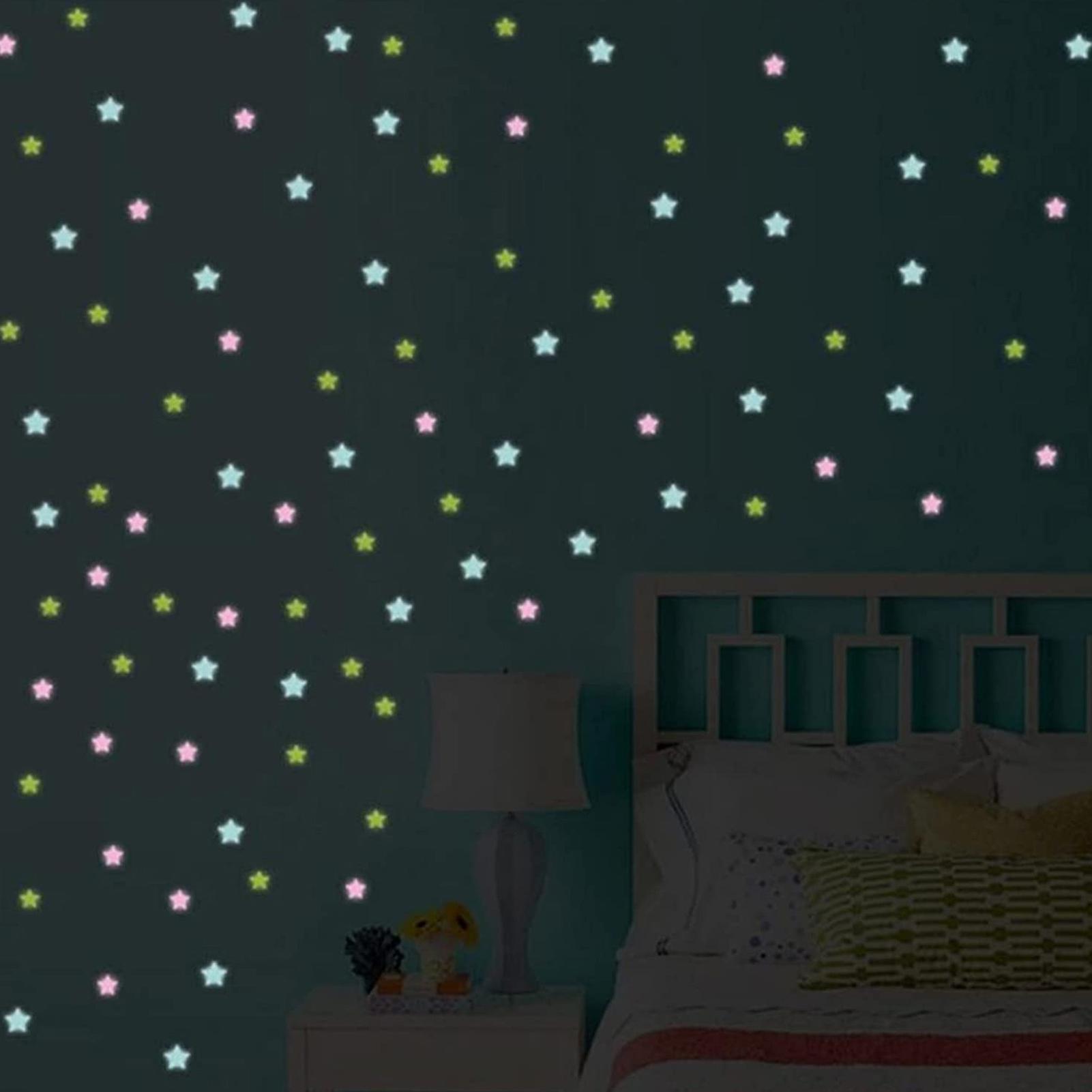 20Pcs/50Pcs Wall Stickers 3D Luminous PVC Luminous Stars Wall Ceiling ...