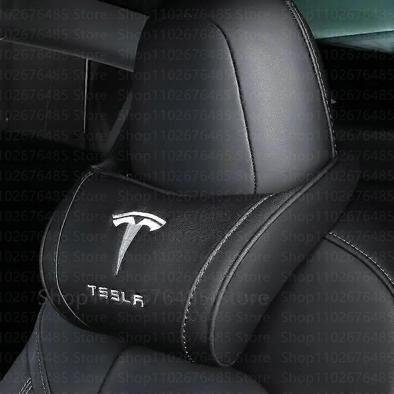 Leather Car Headrest For Tesla Model 3 X S Y 2022 Waist Pillow Travel ...